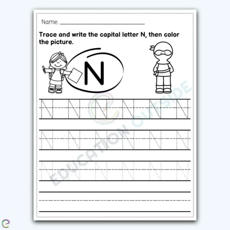 Capital Letter N - Tracing Worksheet - 3 Pack