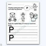 Capital Letter P - Writing Practice + Coloring Page