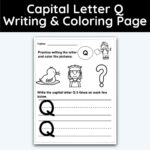 Capital Letter Q - Writing Practice + Coloring Page