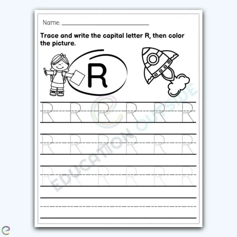 Capital Letter R - Tracing Worksheet - 3 Pack