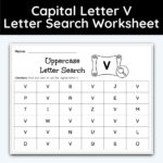 Capital Letter V - Single Letter Search Worksheet