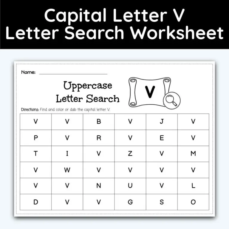 Capital Letter V - Single Letter Search Worksheet