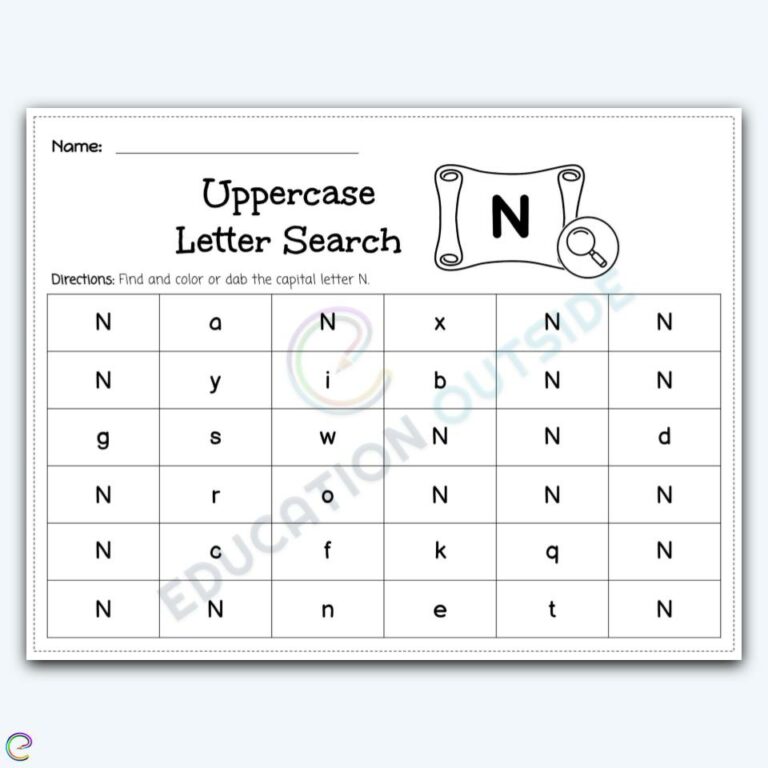 Capital Letter N - Single Letter Search Worksheet