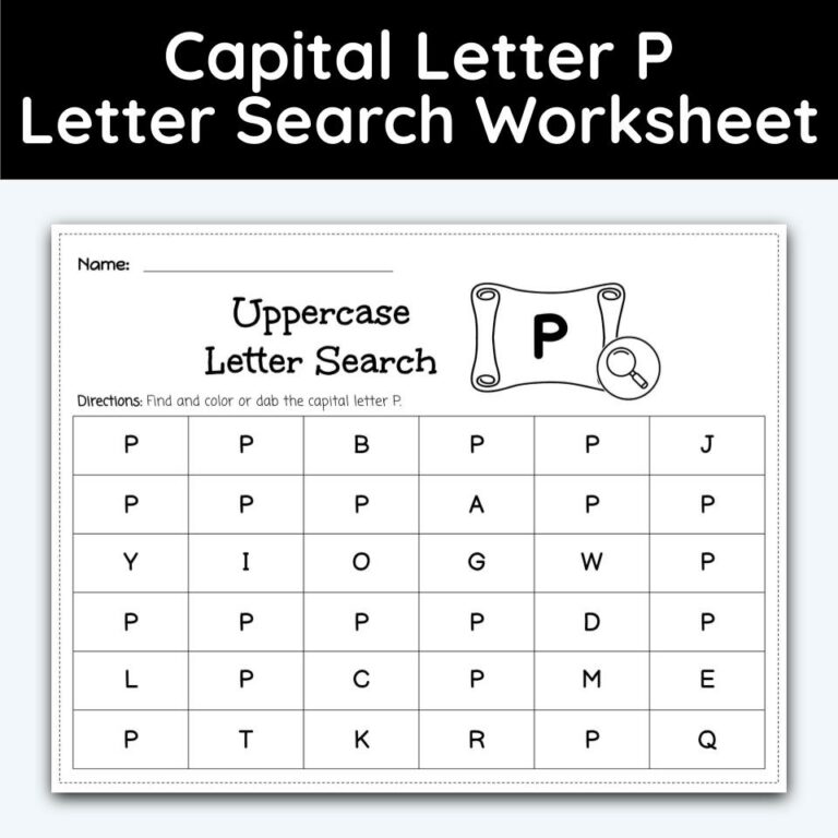 Capital Letter P - Single Letter Search Worksheet
