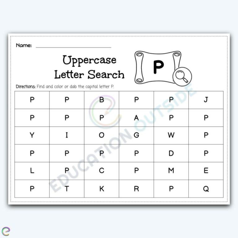 Capital Letter P - Single Letter Search Worksheet