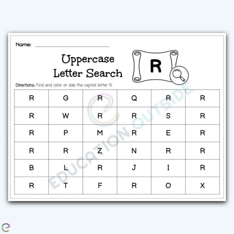 Capital Letter R - Single Letter Search Worksheet