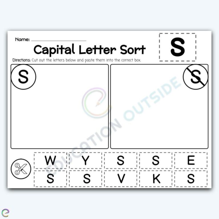 Capital Letter S - Cut, Paste, & Sort The Letters Worksheet