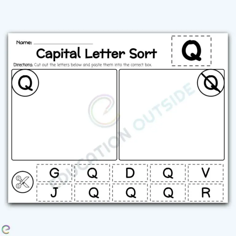 Capital Letter Q - Cut, Paste, & Sort The Letters Worksheet