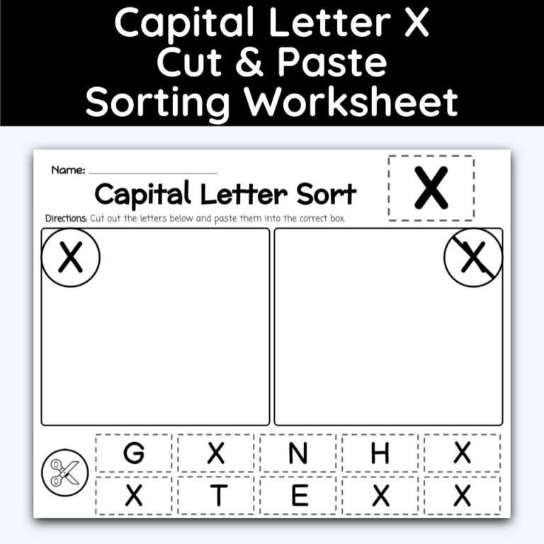 Capital Letter X - Cut, Paste, & Sort The Letters Worksheet