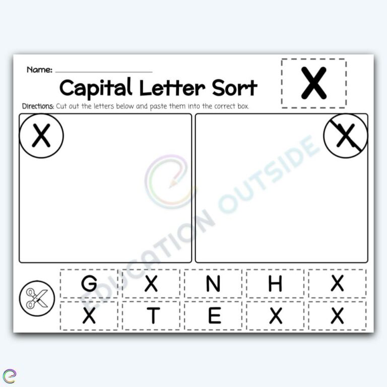 Capital Letter X - Cut, Paste, & Sort The Letters Worksheet