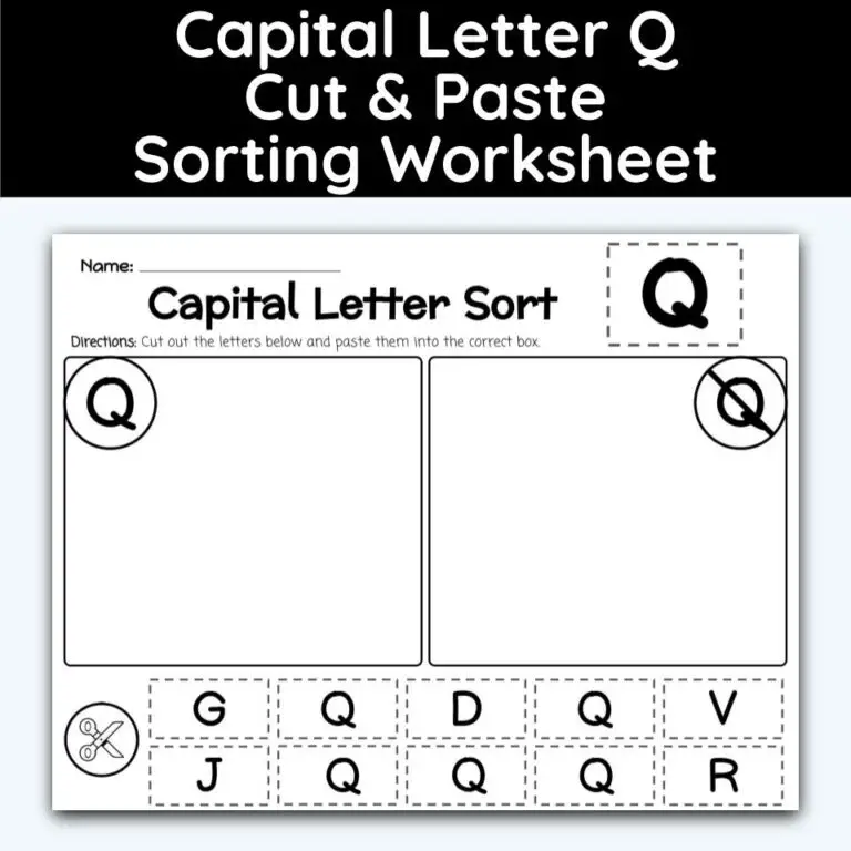 Capital Letter Q - Cut, Paste, & Sort The Letters Worksheet