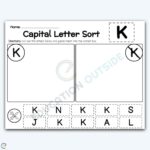 Capital Letter K - Cut, Paste, & Sort The Words Worksheet