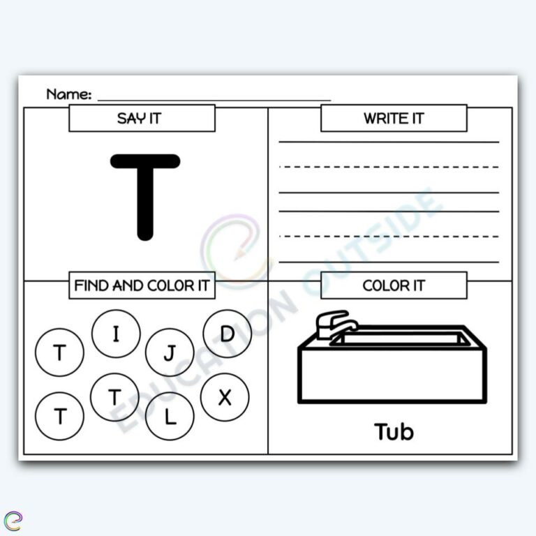 Capital Letter T - Alphabet Activity Mat