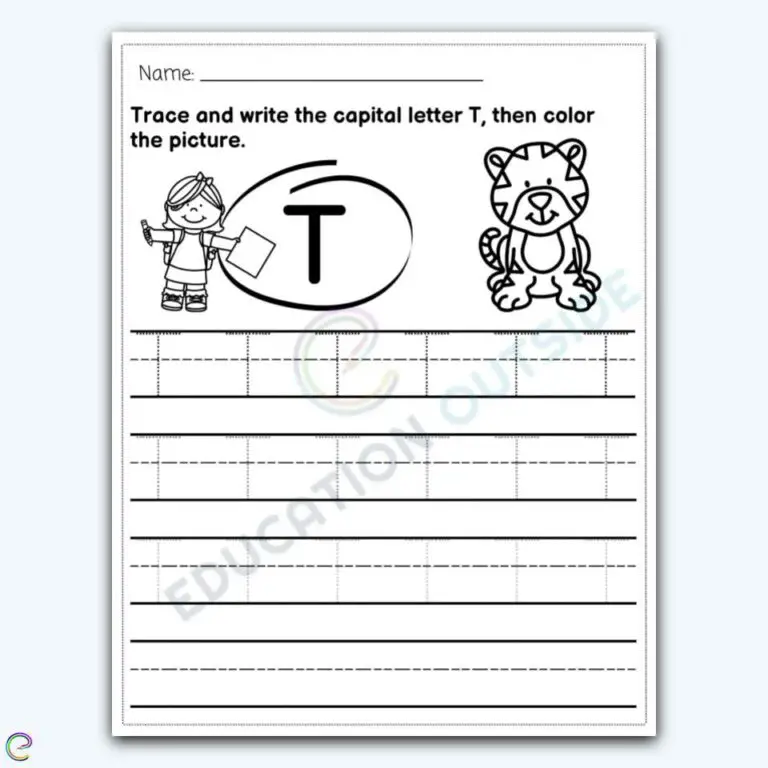 Capital Letter T - Tracing Worksheet - 3 Pack