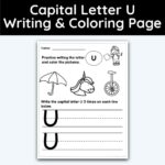 Capital Letter U - Writing Practice + Coloring Page
