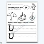 Capital Letter U - Writing Practice + Coloring Page