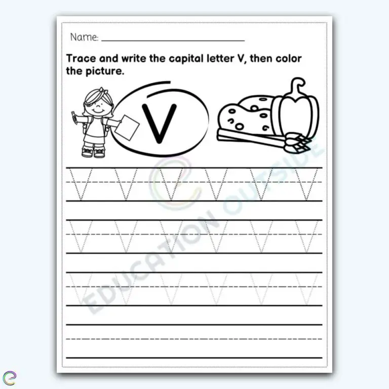 Capital Letter V - Tracing Worksheet - 3 Pack