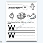 Capital Letter W - Writing Practice + Coloring Page