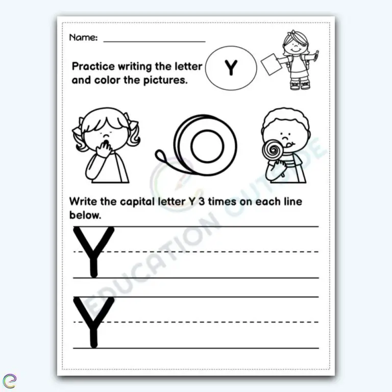 Capital Letter Y - Writing Practice + Coloring Page