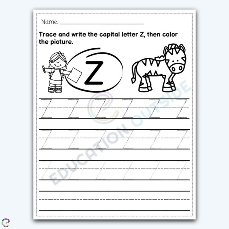 Capital Letter Z - Tracing Worksheet - 3 Pack
