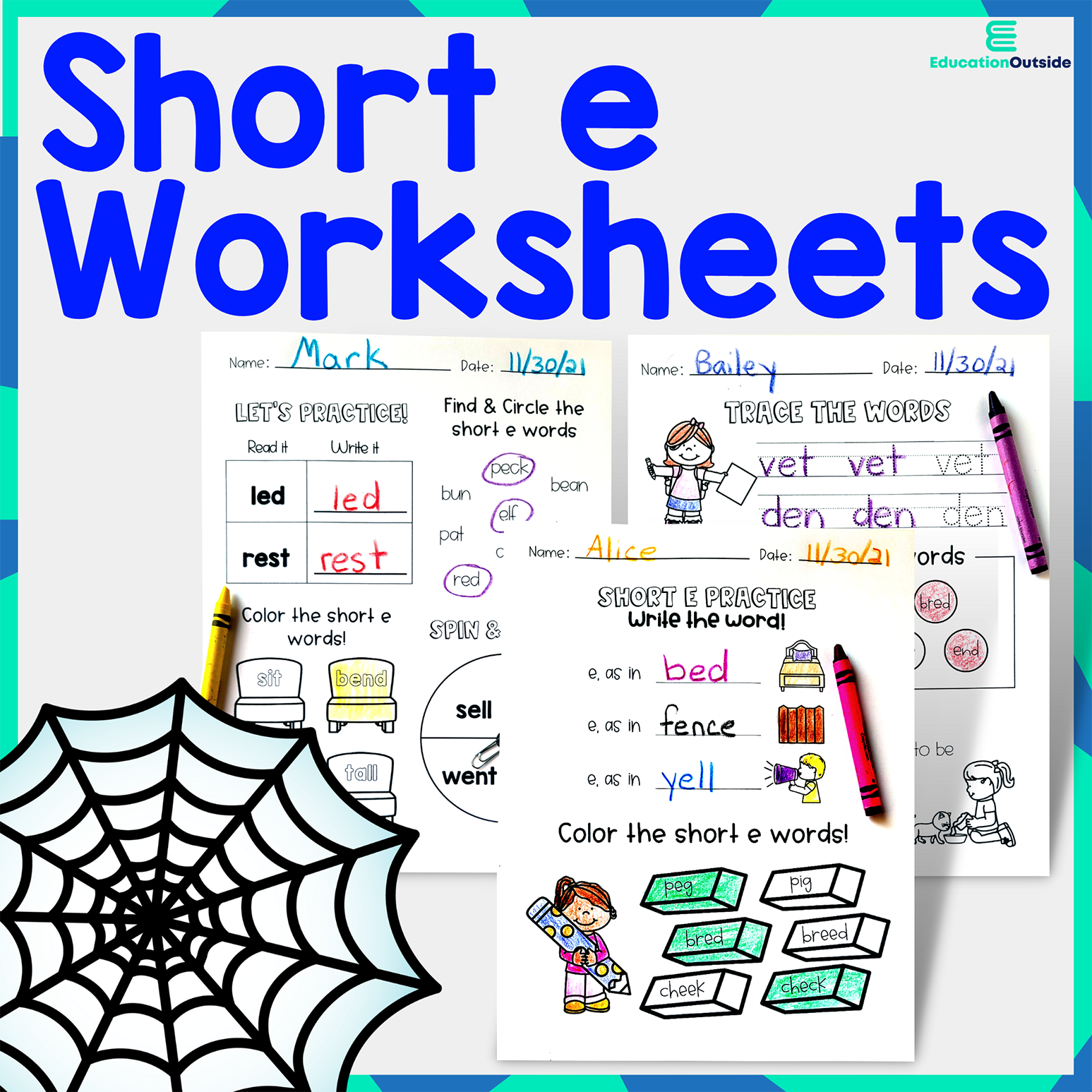 5 Educational and Fun Short e Worksheets - Teaching Resources (2023 ...