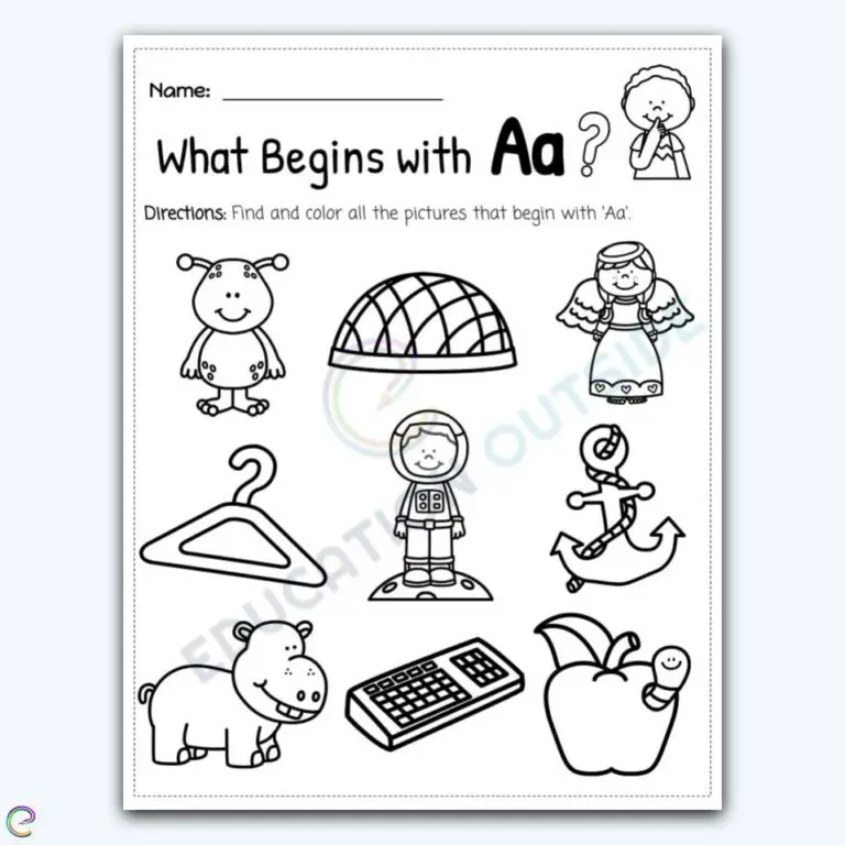 Letter A - Beginning Sound Coloring Page