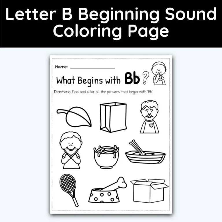 Letter B - Beginning Sound Coloring Page