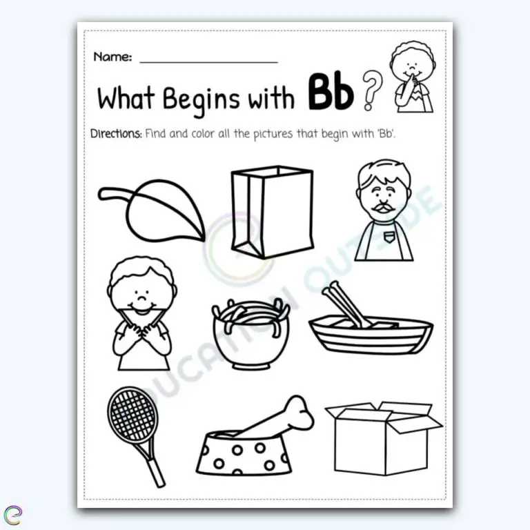 Letter B - Beginning Sound Coloring Page