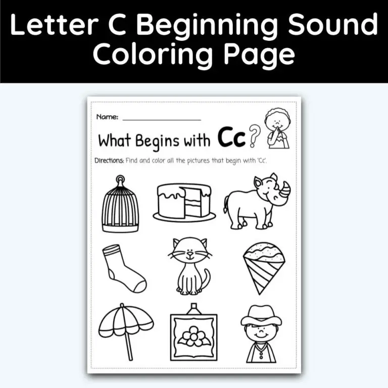 Letter C - Beginning Sound Coloring Page