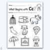Letter C - Beginning Sound Coloring Page