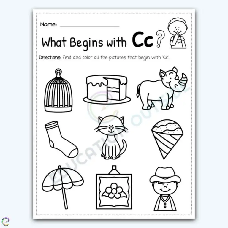 Letter C - Beginning Sound Coloring Page