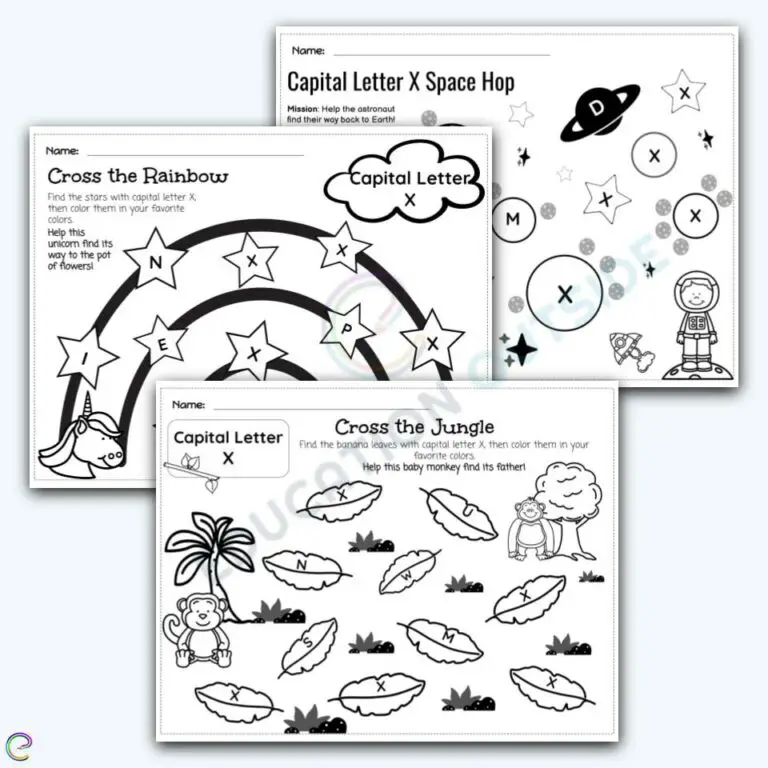 Capital Letter X - Search Across The Path Worksheet