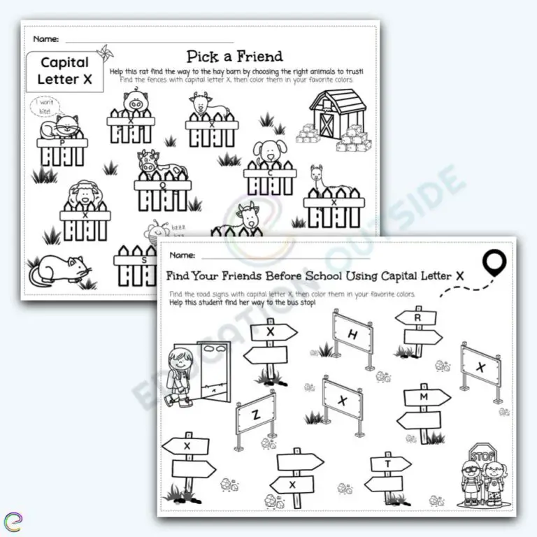 Capital Letter X - Search Across The Path Worksheet