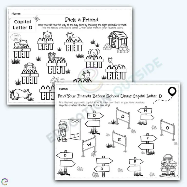 Capital Letter D - Search Across The Path Worksheet