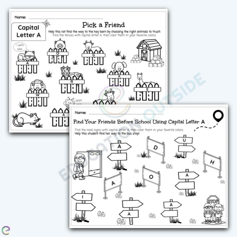 Capital Letter A - Search Across The Path Worksheet