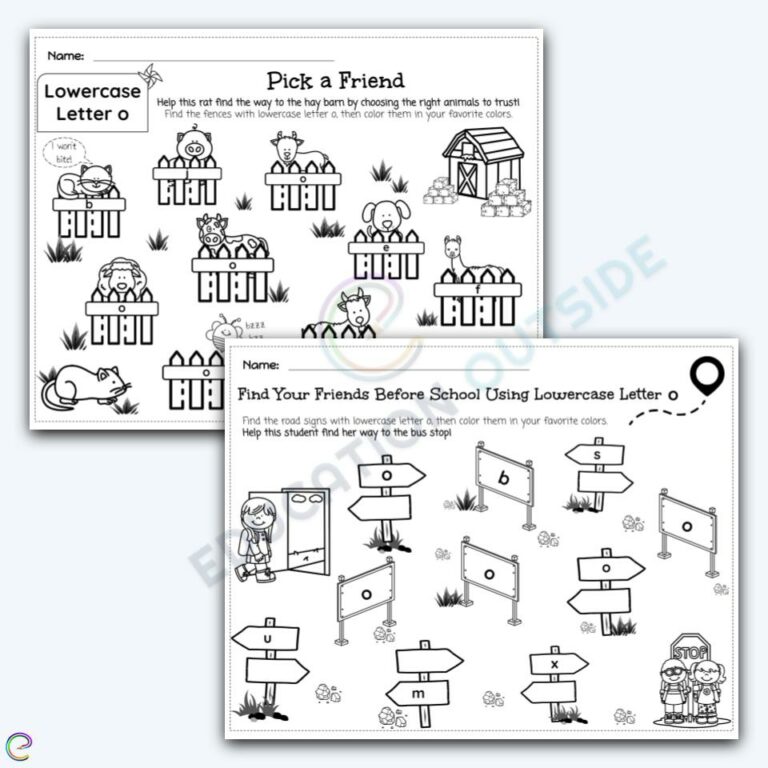 Lowercase Letter o - Search Across The Path Worksheet