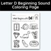Letter D - Beginning Sound Coloring Page