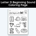 Letter D - Beginning Sound Coloring Page