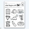 Letter D - Beginning Sound Coloring Page