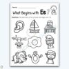 Letter E - Beginning Sound Coloring Page
