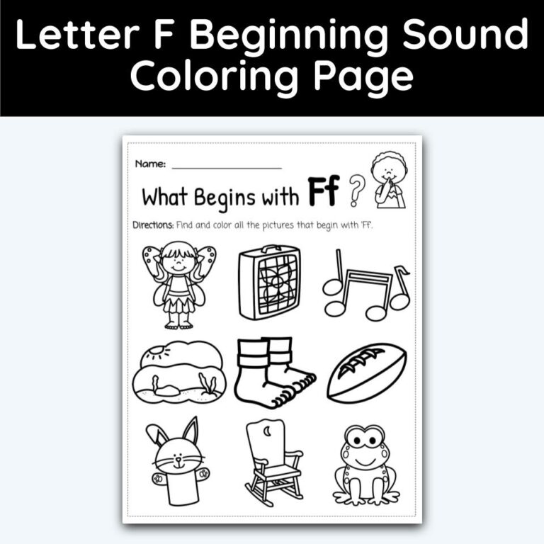 Letter F - Beginning Sound Coloring Page