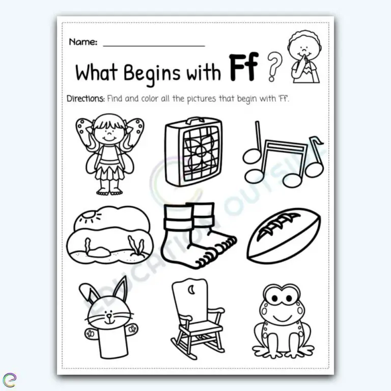 Letter F - Beginning Sound Coloring Page