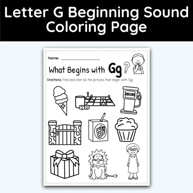 Letter G - Beginning Sound Coloring Page