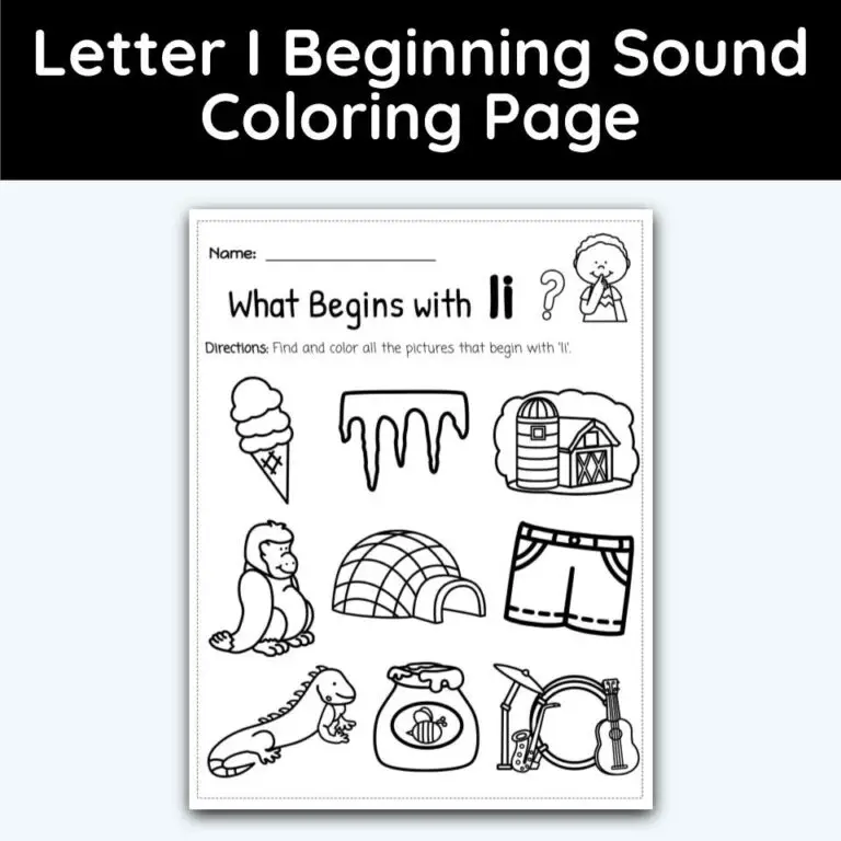 Letter I - Beginning Sound Coloring Page