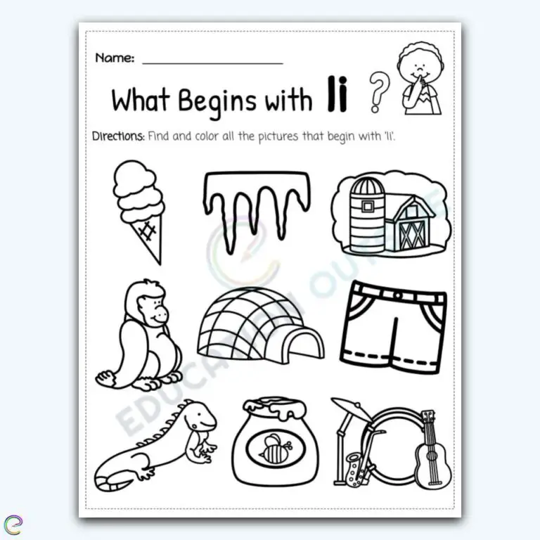 Letter I - Beginning Sound Coloring Page