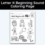 Letter K - Beginning Sound Coloring Page