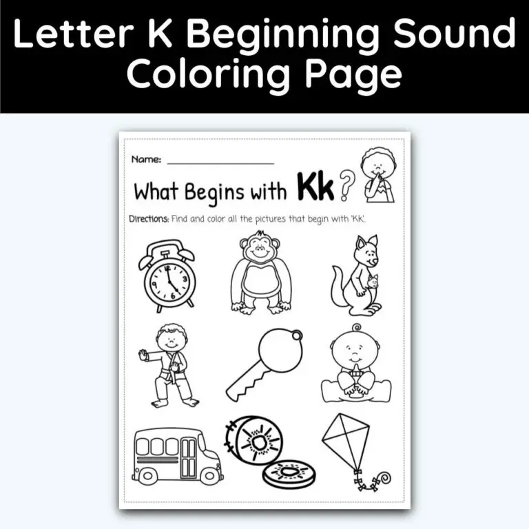 Letter K - Beginning Sound Coloring Page