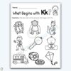 Letter K - Beginning Sound Coloring Page