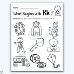 Letter K - Beginning Sound Coloring Page