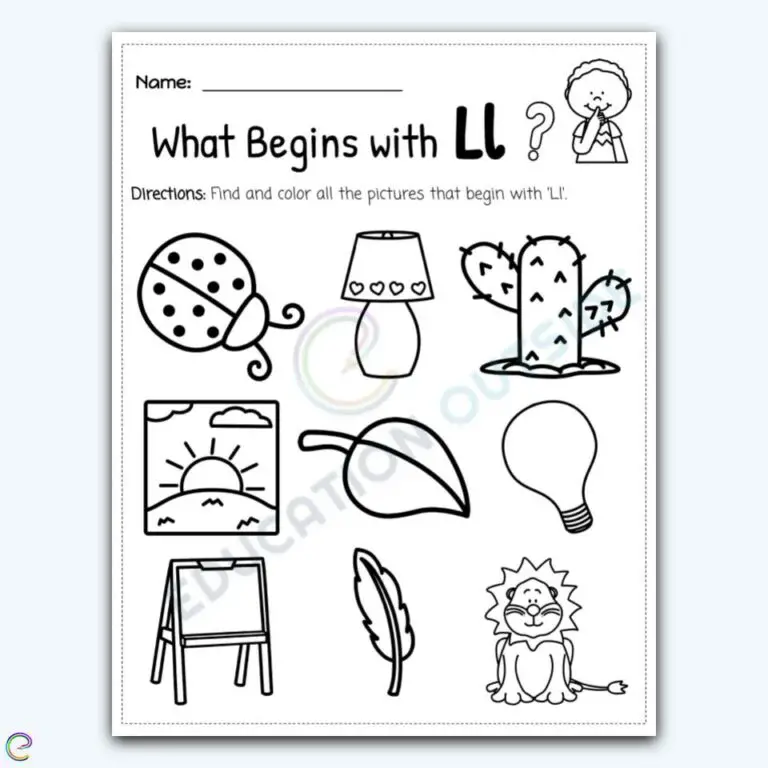 Letter L - Beginning Sound Coloring Page